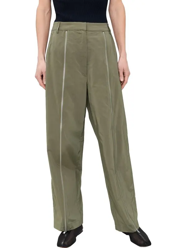 Tibi Nylon Zipper Trousers - Dark Taupe