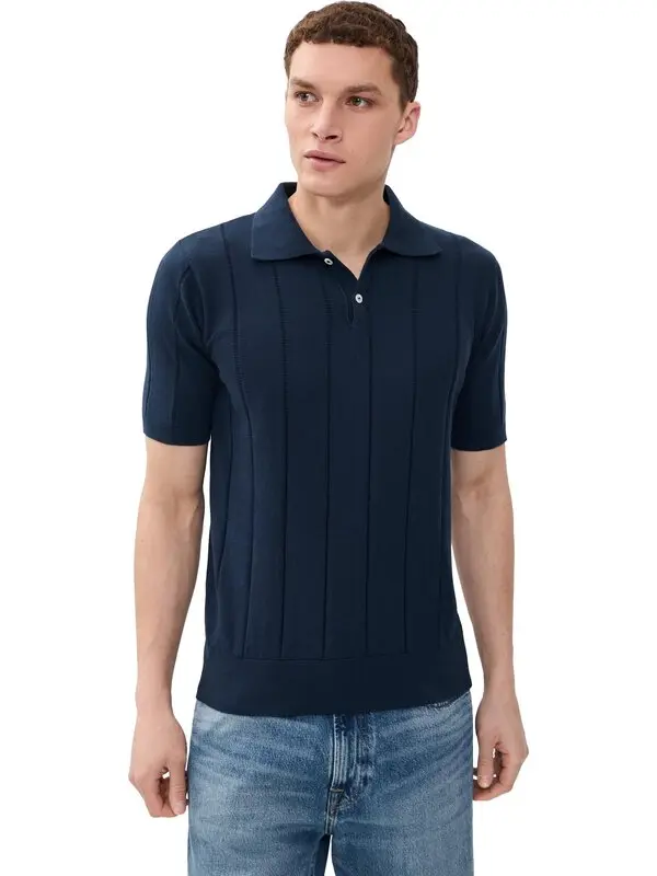 FAR AFIELD Jacobs Knitted Polo - Navy