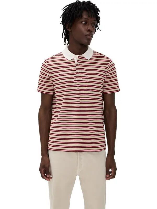 A.p.c. A. P.c. Oscar Striped Polo Shirt - Bac Dark Beige