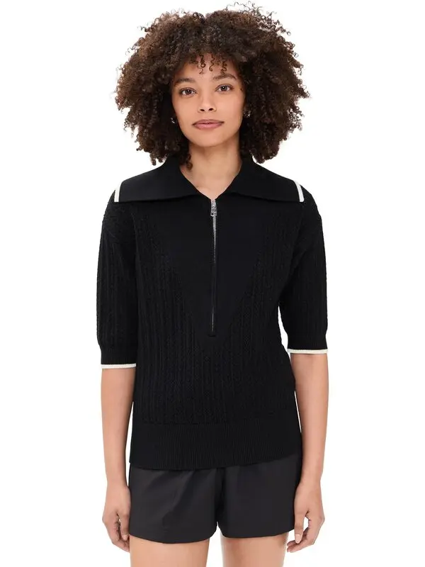 Varley Barney Half Zip Knit Polo - Black