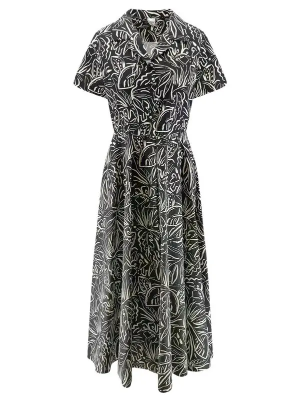 Aspesi Floral Print A-line Dress - Black