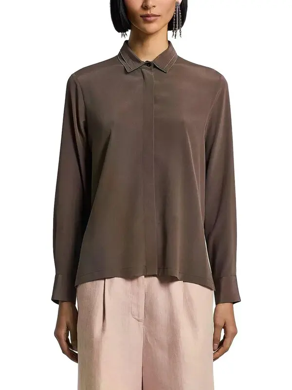 Peserico Buttoned Collared Shirt - Brown