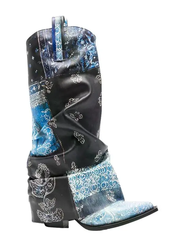 R13 Bandana Print Boots - Blue