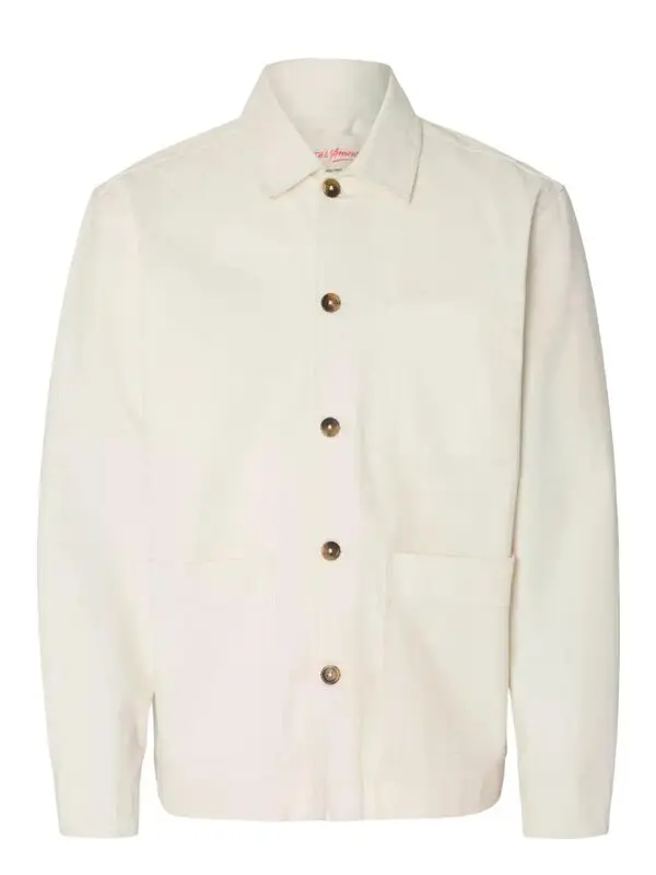 SELECTED Buttoned Graphic-print Overshirt - Neutrals