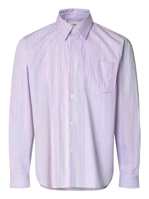 SELECTED Striped Chest-pocket Shirt - Pink