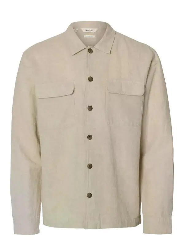 SELECTED Flap-pocket Buttoned Overshirt - Neutrals