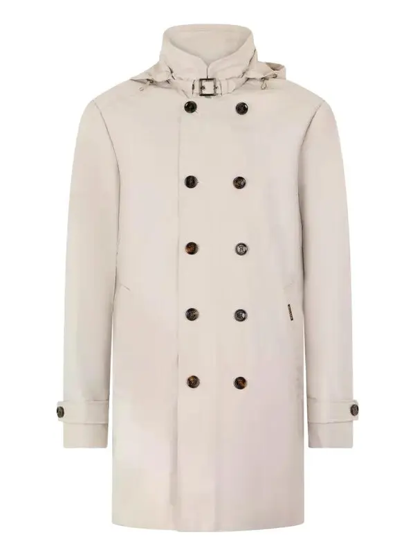 MOORER Buttoned Double-breasted Trench Coat - Neutrals