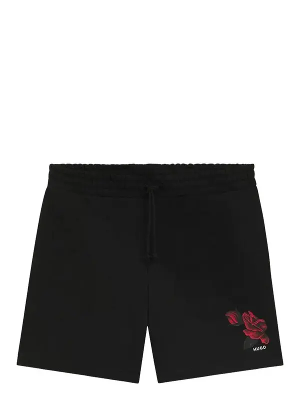 Hugo Floral-print Drawstring Shorts - Black
