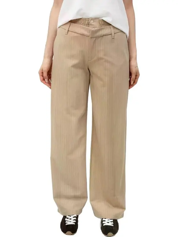 Hugo Pinstripe Trousers With Back Pockets - Neutrals