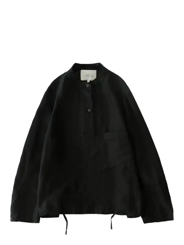 Studio Nicholson Twill Grandad-collar Pocket Shirt - Black