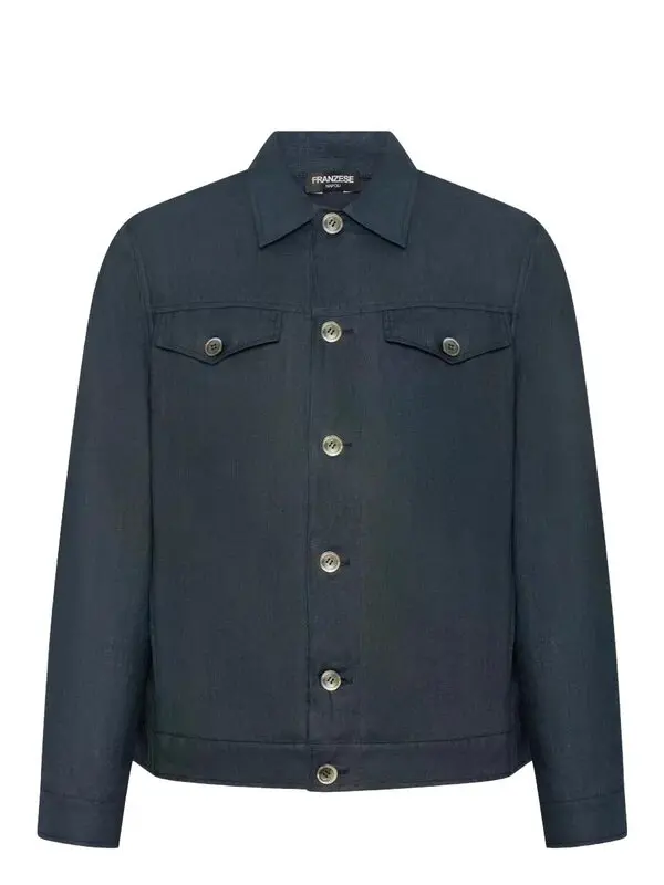 FRANZESE COLLECTION Flap-pocket Linen Shirt Jacket - Blue