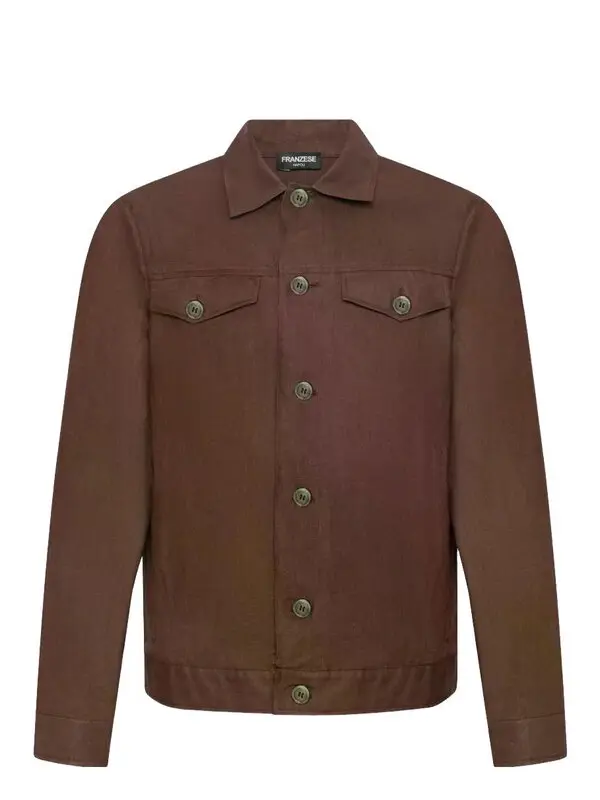 FRANZESE COLLECTION Flap-pockets Linen Jacket - Brown