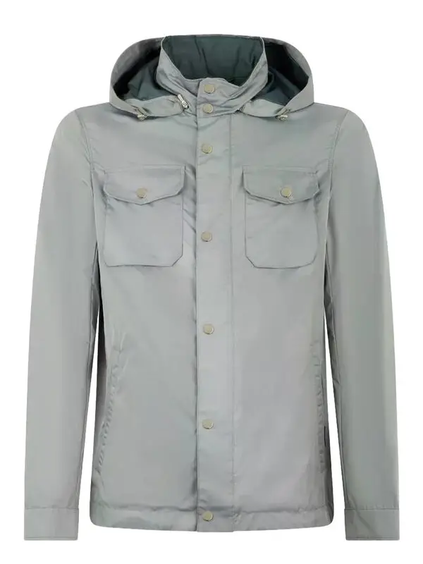 MOORER Hooded Button Jacket - Grey