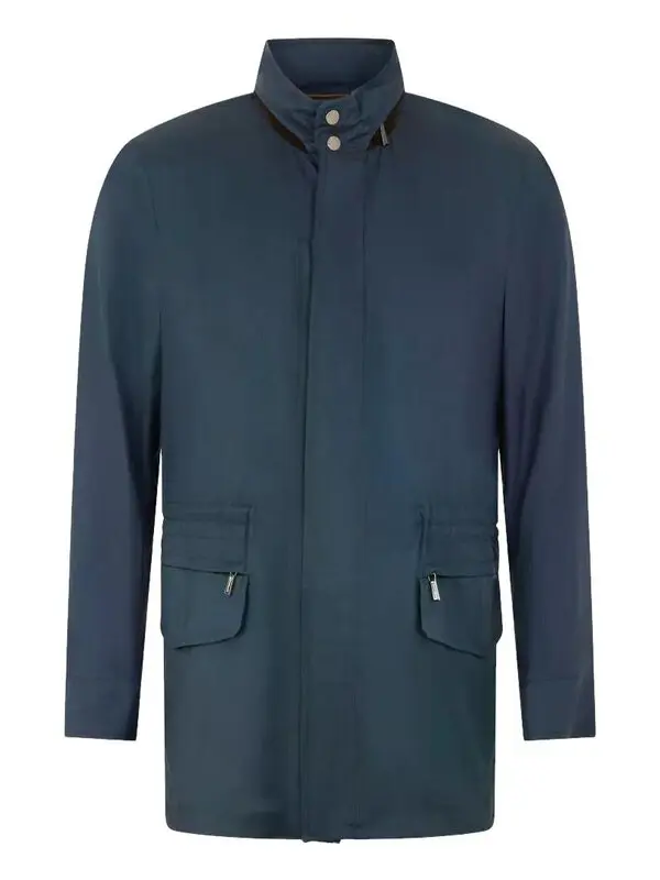 MOORER High-neck Coat - Blue