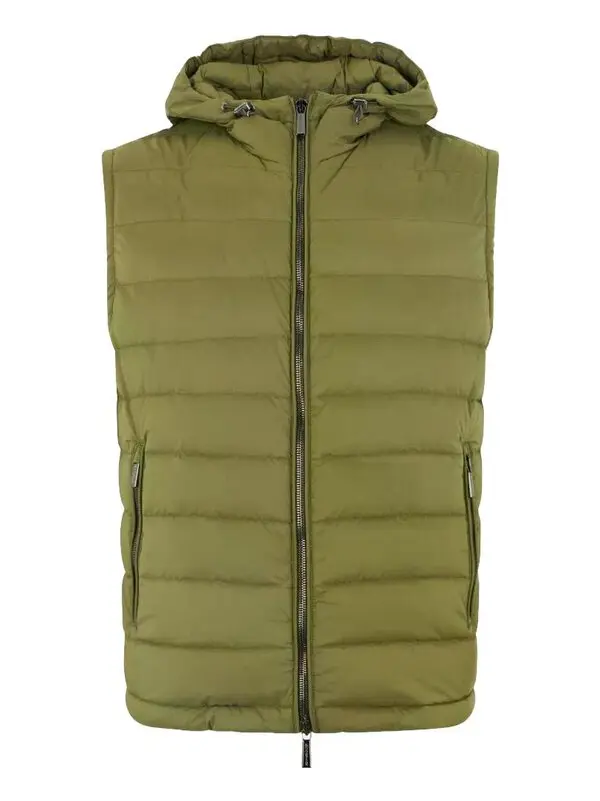 MOORER Padded Hooded Gilet - Green