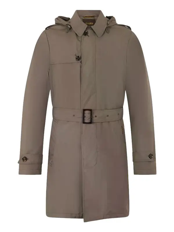 MOORER Hooded Belted Trench Coat - Neutrals
