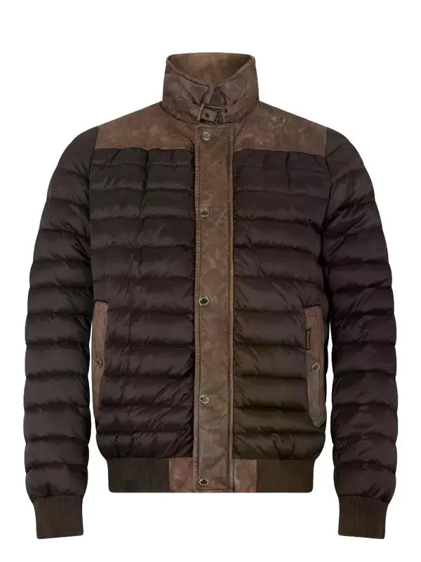 MOORER Raised-collar Padded Jacket - Brown