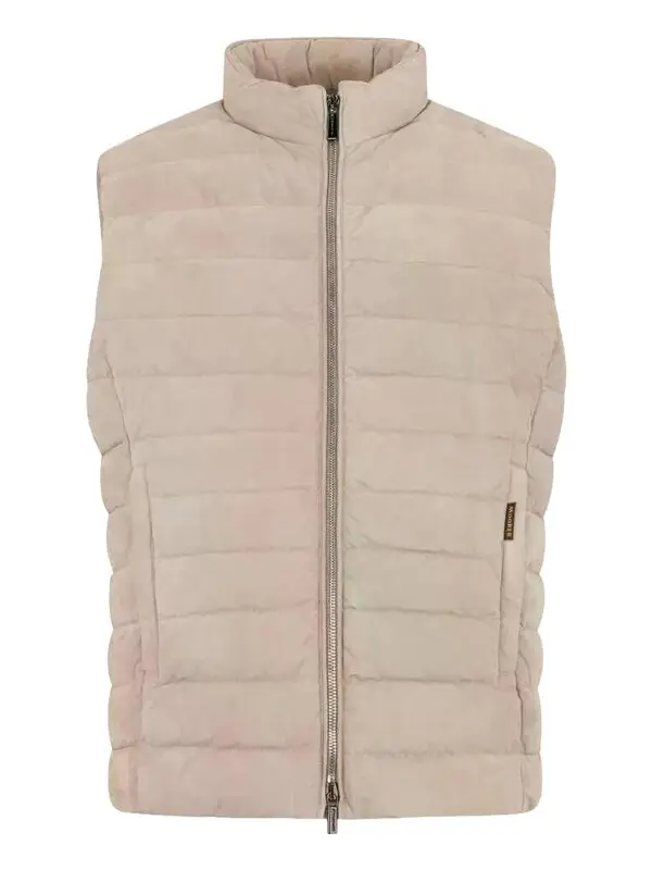 MOORER Padded Zip Gilet - Neutrals