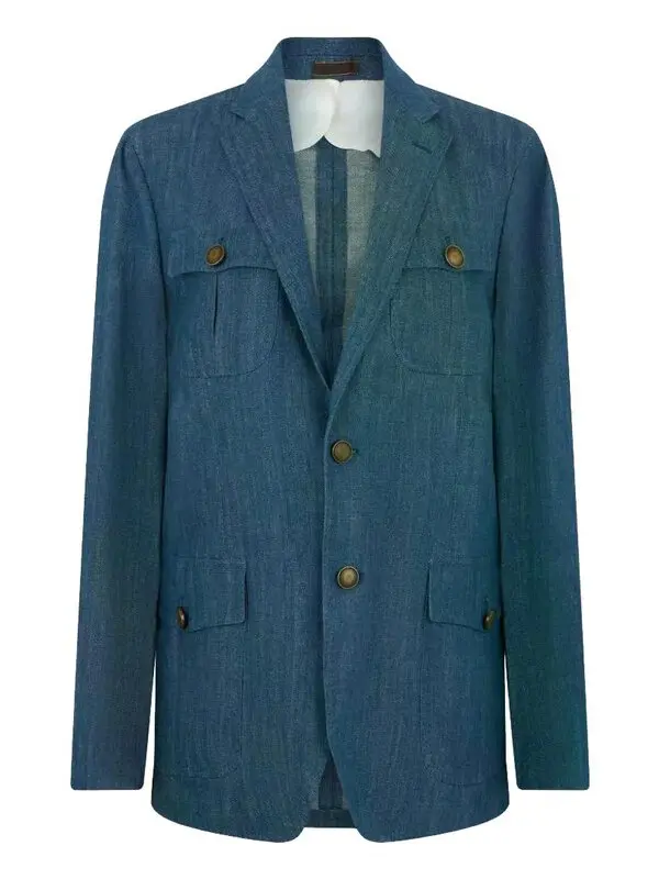MOORER Button Pocket Blazer - Blue