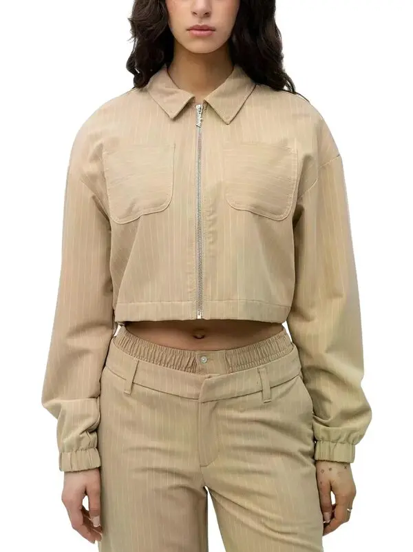 Hugo Pinstripe Zipped Jacket - Neutrals
