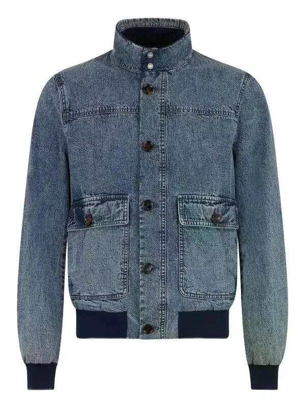 MOORER Collar Denim Jacket - Blue