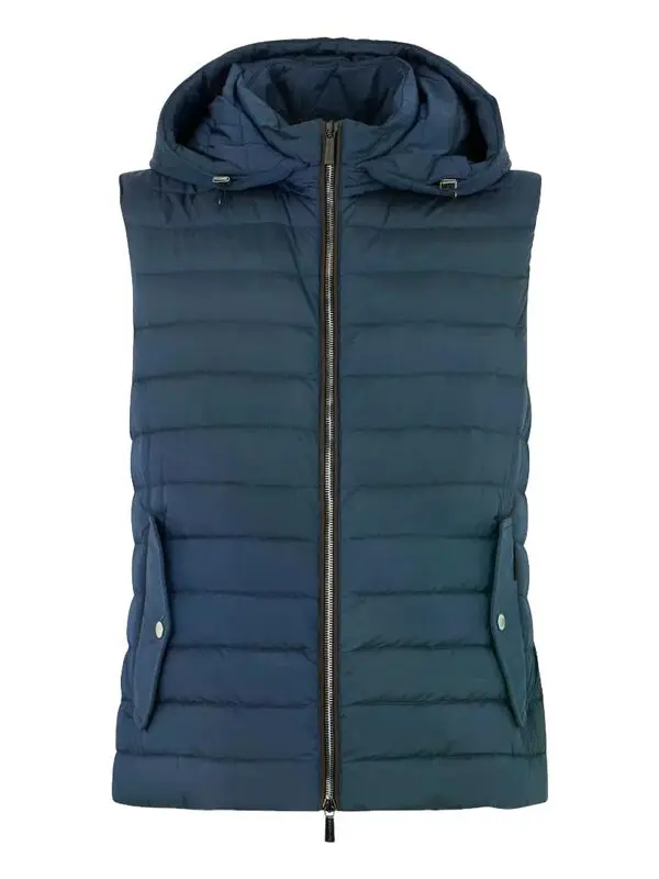 MOORER Hooded Striped Vest - Blue