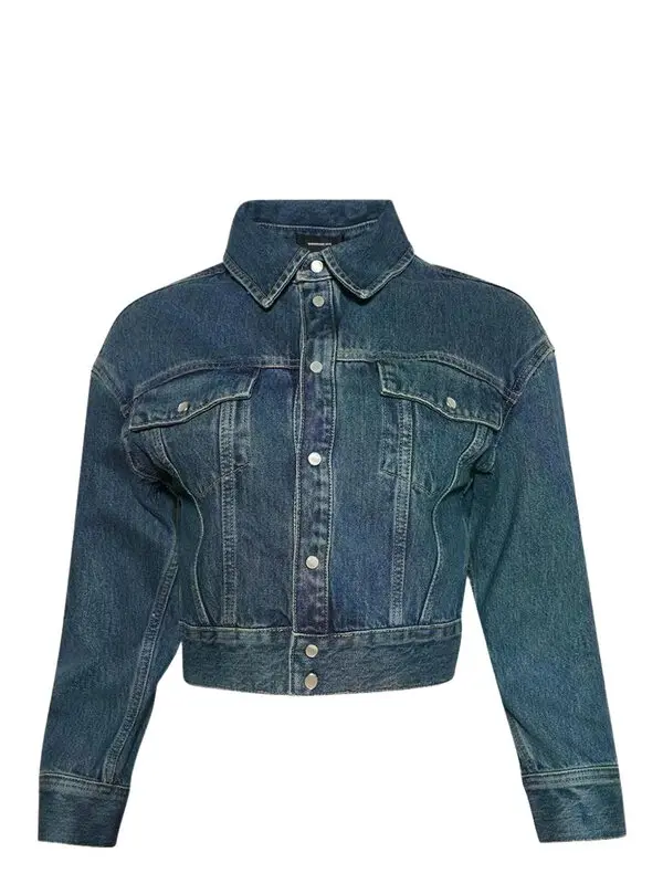 Wardrobe.NYC Buttoned Cropped Jacket - Blue