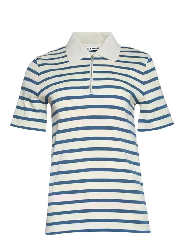 JIL SANDER Striped Zip-collar Polo Shirt - Neutrals