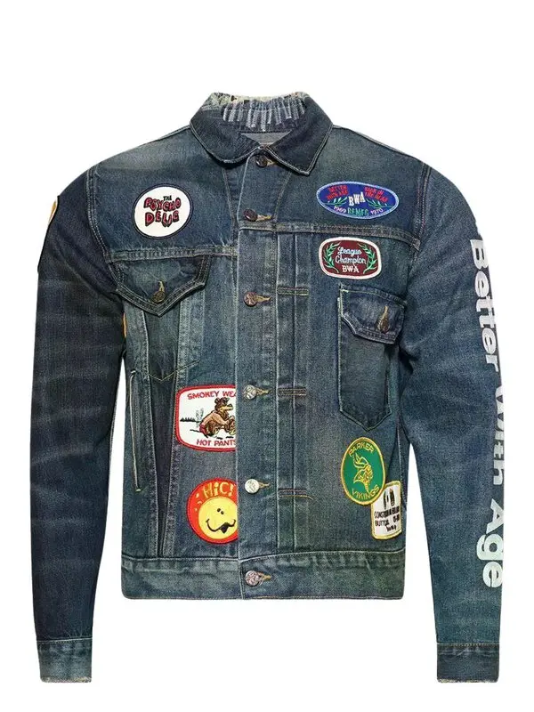 BETTER WITH AGE Patch Denim Trucker Jacket - Blue