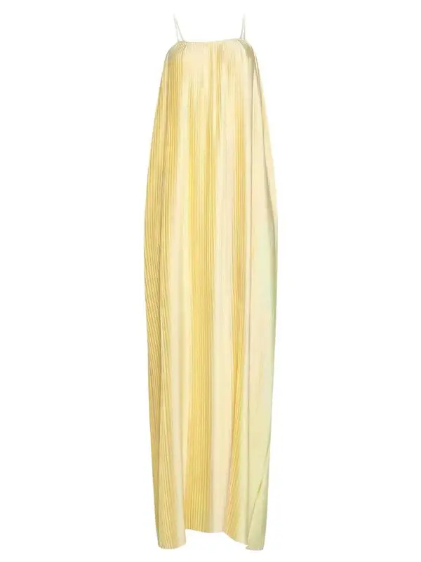 DIMA AYAD Spaghetti Strap Pleated Dress - Yellow