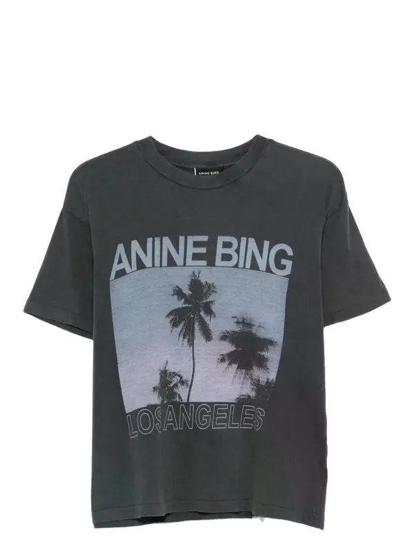 ANINE BING Cade Tee Palms Washed T-shirt - Grey