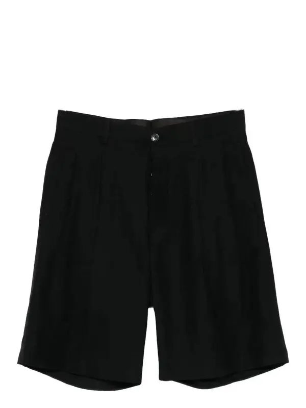 LANEUS Pleated Regular Fit Shorts - Black