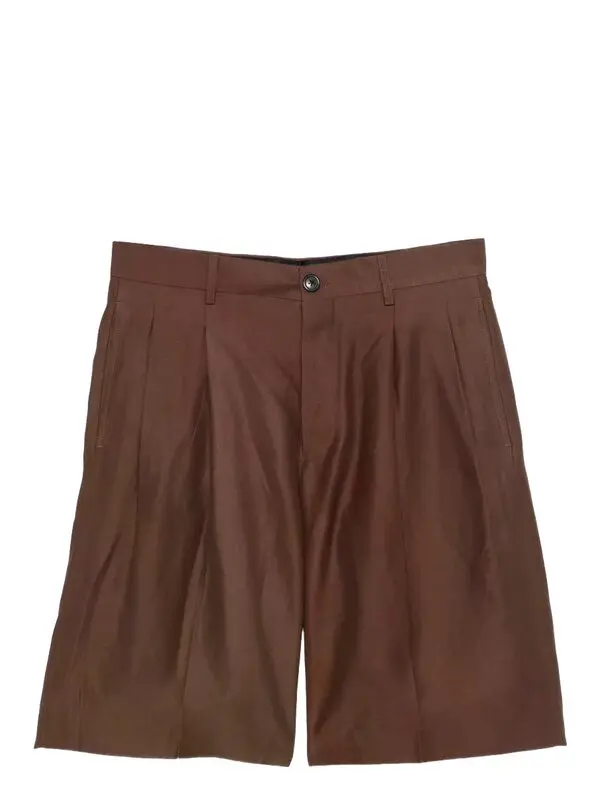 LANEUS Pleated Shorts - Brown
