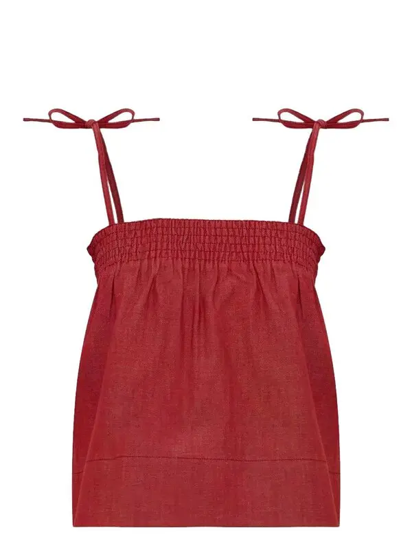 A.p.c. Tie-strap Smocked Top - Red