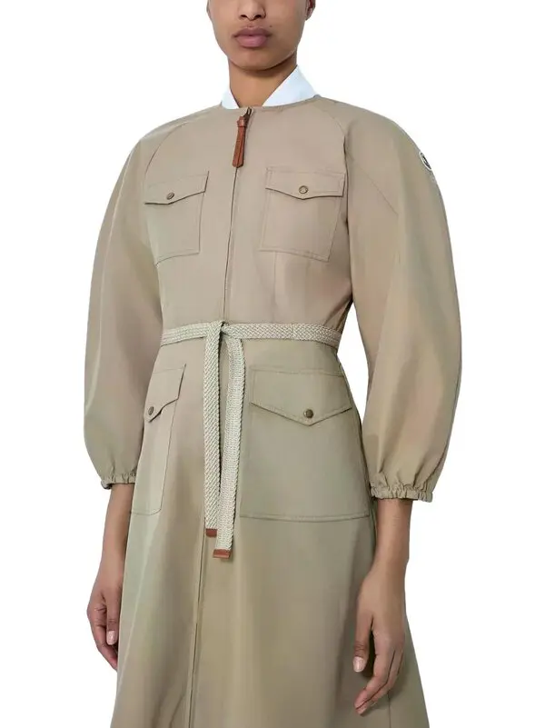 Moncler Pleated Poplin Midi Dress - Neutrals