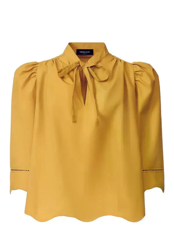 Fabiana Filippi Tie-neckline Puffed Sleeve Top - Yellow