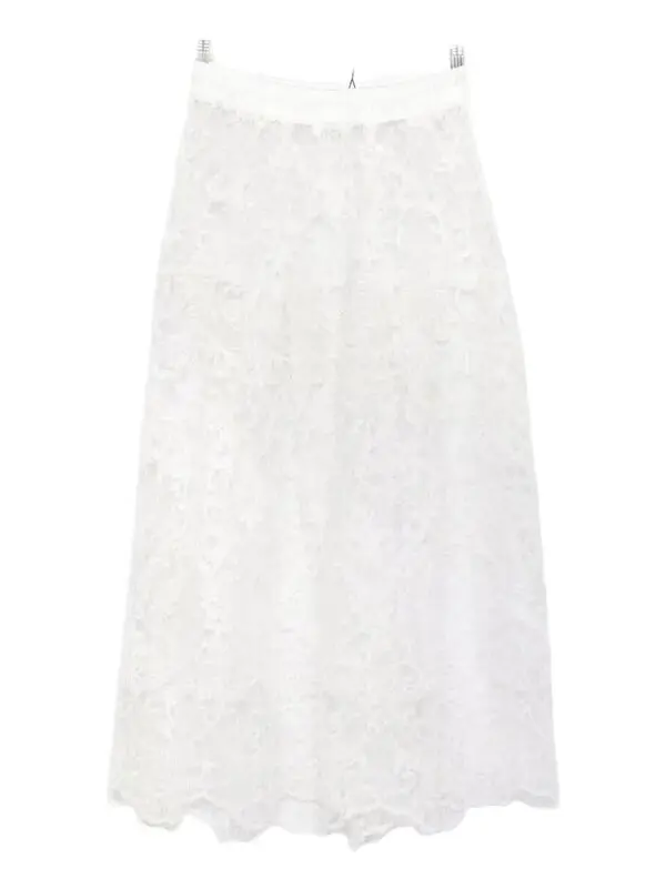 MAURIZIO BRASCHI Lace Midi Skirt - White