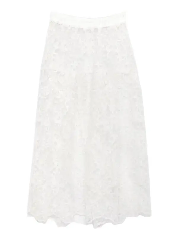 MAURIZIO BRASCHI Lace Midi Skirt - White