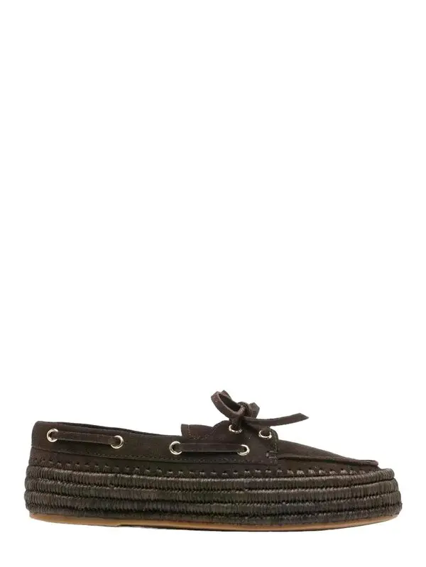 PALOMA BARCELO Tie-detail Boat Shoes - Brown