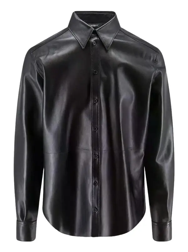Dolce & Gabbana Buttoned Leather Shirt - Black
