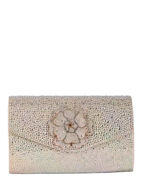 TWENTY FOURHAITCH Floral-appliqué Clutch - Neutrals
