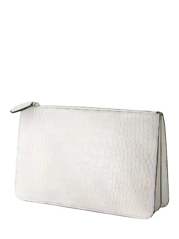 TOTEME Threefold Croco-embossed Clutch - White