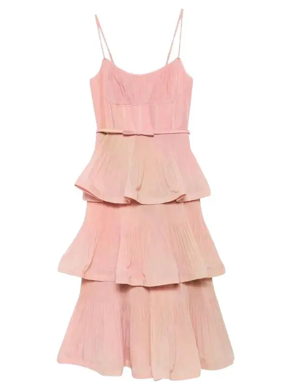 Zimmermann Tiered Pleated Midi Dress - Pink