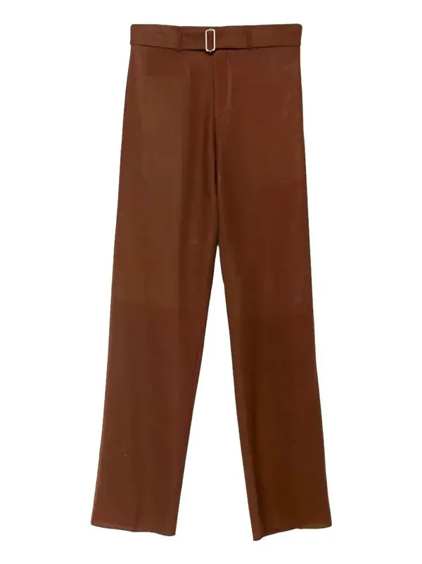 LARDINI Belted Straight Leg Trousers - Brown