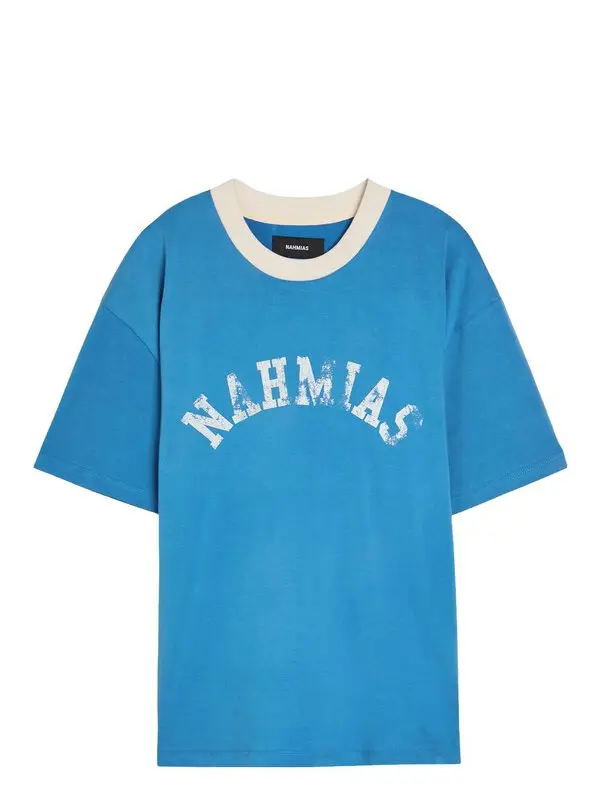 NAHMIAS Arch Ringer Logo Cotton T-shirt - Blue