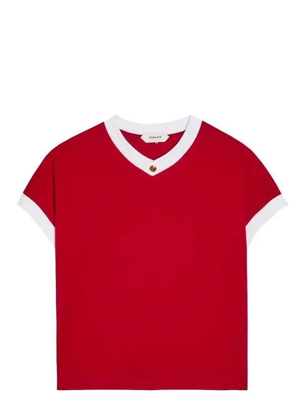 Versace Cropped Stretch-cotton T-shirt - Red