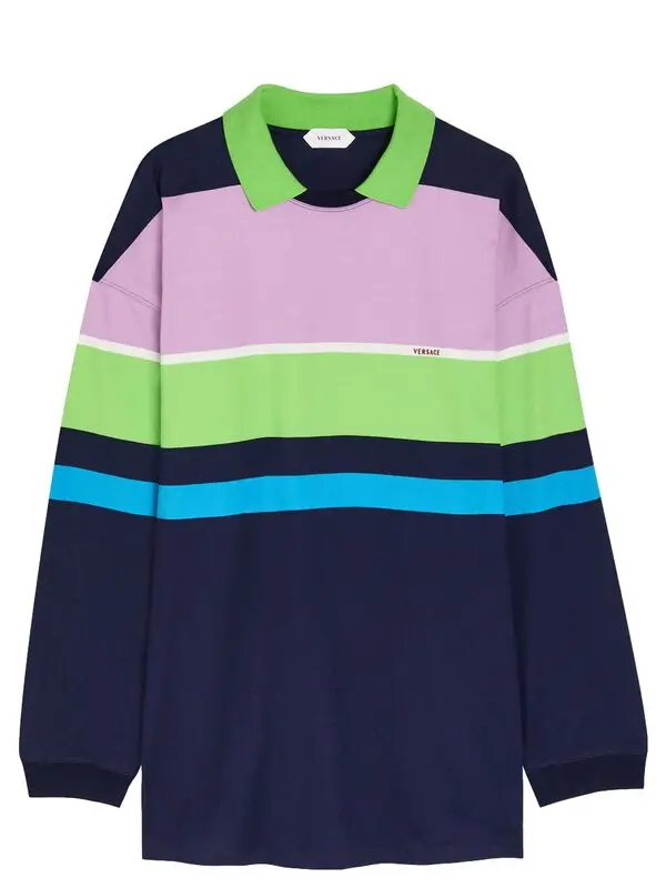 Versace Striped Cotton Mini Sweatshirt Dress - Multicoloured