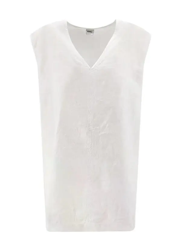Aspesi V-neck Linen Top - White