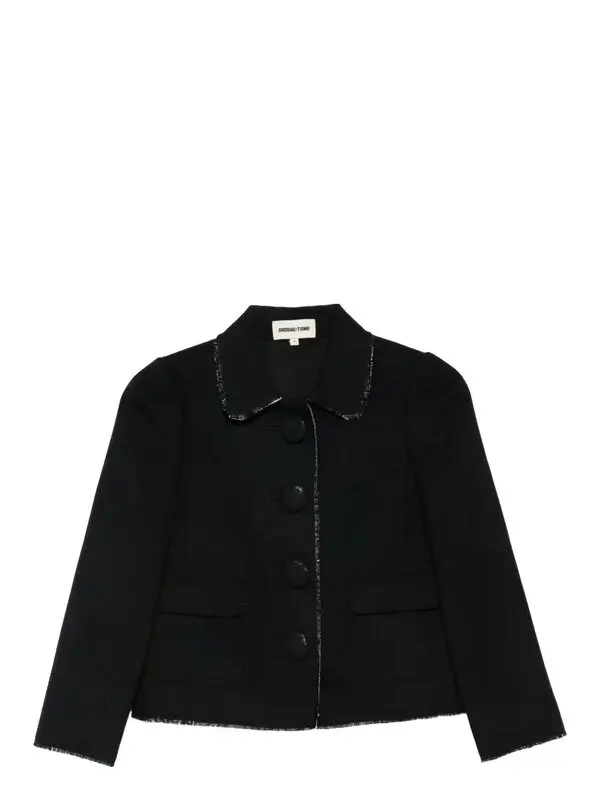 SHUSHU/TONG Frayed Collared Jacket - Black