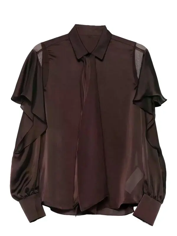 Sacai Ruffled Panelled Shirt - Brown